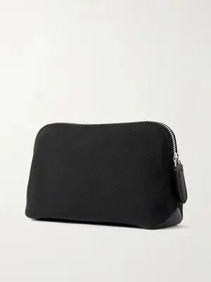 Smythson Norton Canvas Pouch With Leather Trim - Black