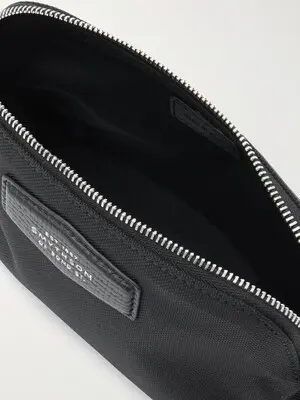 Smythson Norton Canvas Pouch With Leather Trim - Black