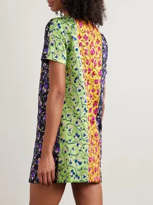 La DoubleJ Paneled Embroidered Cloque Mini Dress - Multi