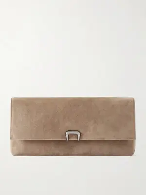 Brunello Cucinelli Suede Clutch With Silver-tone Clasp