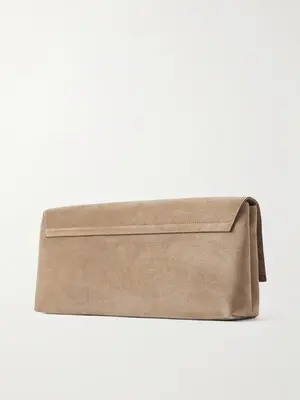 Brunello Cucinelli Suede Clutch With Silver-tone Clasp