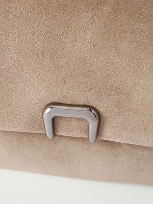 Brunello Cucinelli Suede Clutch With Silver-tone Clasp