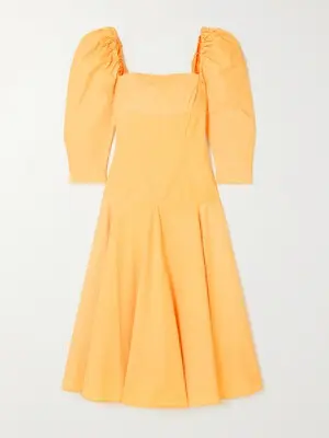 REJINA PYO Celeste Organic Cotton-poplin Midi Dress - Yellow