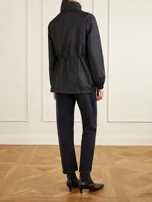 Burberry Hooded Shell Jacket With Check Trim