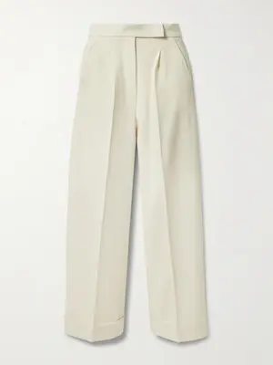 Max Mara Pleated Wool-blend Wide-leg Trousers - Neutrals