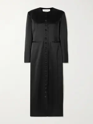 HEIRLOME Edith Silk-satin Coat - Black