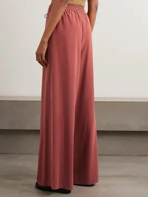 Max Mara Genero Silk Wide Leg Trousers - Red