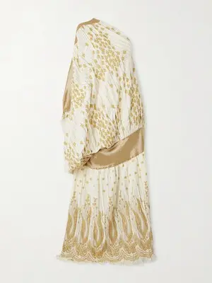 DIMA AYAD One-shoulder Metallic Fil Coupé Gown - Gold