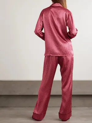 Olivia Von Halle Lila Printed Silk-satin Pajama Set