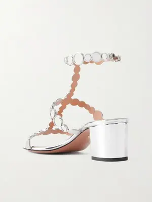 AQUAZZURA Afterglow Metallic Leather Sandals