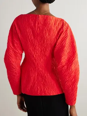 ROKSANDA Eni Cropped Satin-cloqué Top - Red