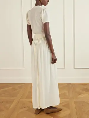 DÔEN Anisa Gathered Alpaca-blend Short Sleeve Cardigan