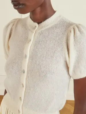 DÔEN Anisa Gathered Alpaca-blend Short Sleeve Cardigan