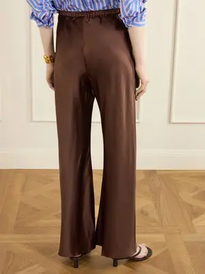 Comme Si Silk-charmeuse Straight-leg Pants - Brown