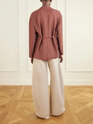 Brunello Cucinelli Embellished Belted Twill Wrap Jacket