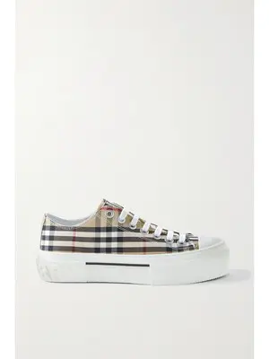 Burberry Burberry Checked Canvas Flatform Sneakers Neutrals