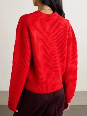 Chloé Logo-detailed Ribbed Wool And Cashmere-blend Sweater