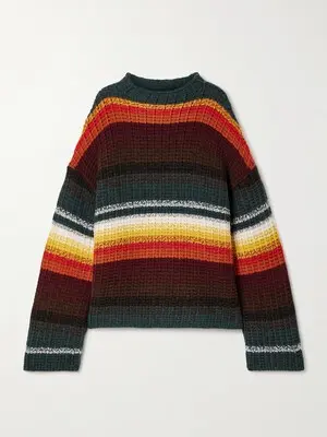 Khaite Yanis Oversized Striped Ribbed Cashmere Sweater
