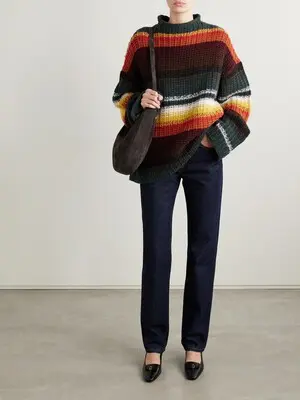 Khaite Yanis Oversized Striped Ribbed Cashmere Sweater