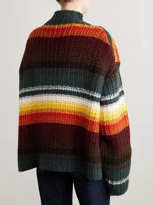 Khaite Yanis Oversized Striped Ribbed Cashmere Sweater