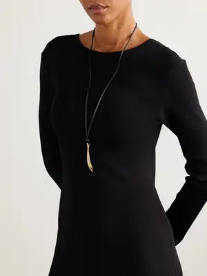 Bottega Veneta Gold-plated And Leather Necklace - Black