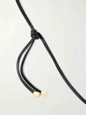 Bottega Veneta Gold-plated And Leather Necklace - Black