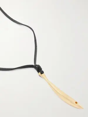 Bottega Veneta Gold-plated And Leather Necklace - Black