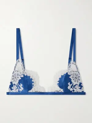 Carine Gilson Lace-trimmed Silk-satin Soft-cup Bra