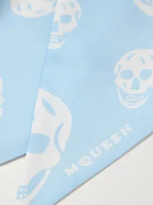 Alexander McQueen Printed Silk-twill Scarf - Blue