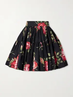 Dolce & Gabbana Floral-print Cotton-poplin Mini Skirt