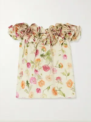 Carolina Herrera Off-the-shoulder Ruffled Floral Print Top - Multi