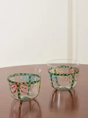 LOBMEYR Gohar World Alpha Bow Set Of Two Painted Crystal Glass Tumblers - Multi