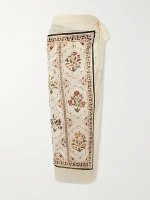 Agua Bendita Lavanda Andes Printed Cotton And Silk-blend Voile Pareo - Multi