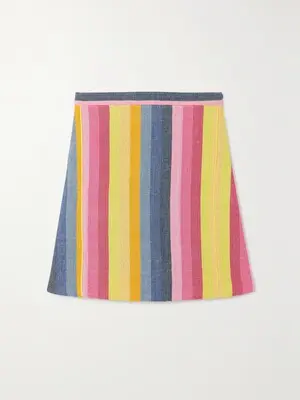 Sindiso Khumalo Jemma Striped Linen-canvas Mini Skirt - Yellow