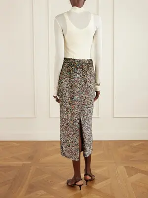TWP Sylkie Sequined Crepe De Chine Maxi Skirt - Multi