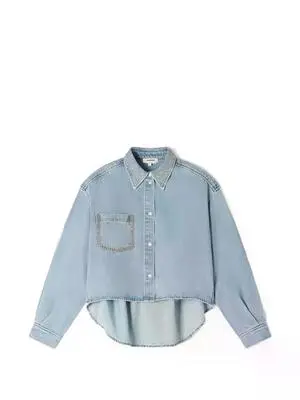 Sandro Embellished Cropped Denim Shirt