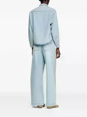 Sandro Embellished Cropped Denim Shirt