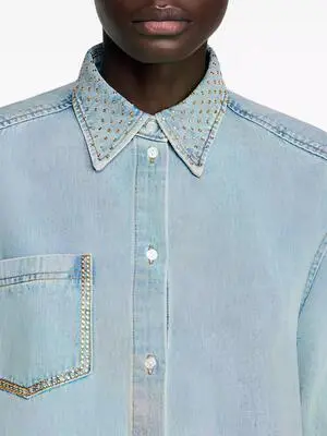 Sandro Embellished Cropped Denim Shirt