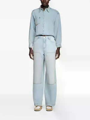 Sandro Embellished Cropped Denim Shirt