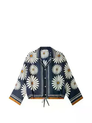 Sandro Floral-print Silk Shirt - Blue