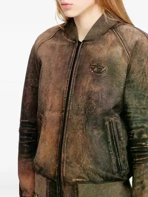 DIESEL® Embossed Logo Bomber Jacket - Brown
