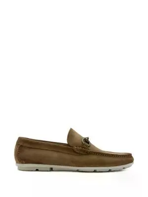 Magnanni Suede Loafers With Strap Detail - Brown