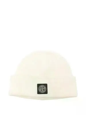 Stone Island Compass Logo-patch Beanie Hat - Neutrals