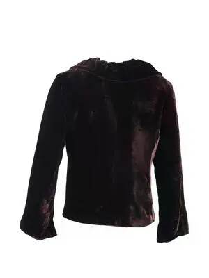 Max Mara Velvet Frilled Collar Bow Detail Jacket