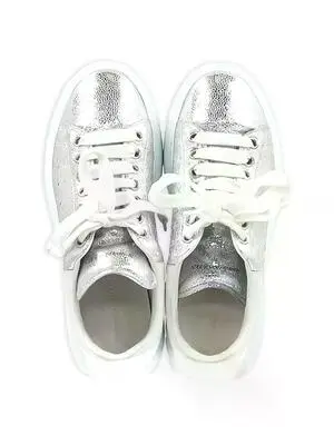 Alexander McQueen Tone Leather Lace-up Sneakers - Silver
