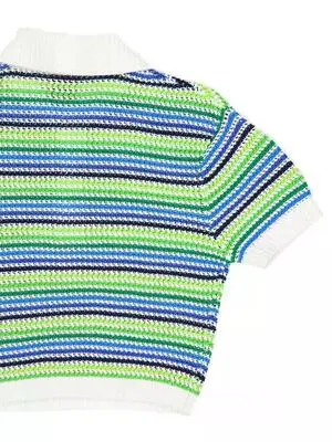 Casablanca Striped Button-up Polo Shirt