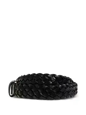 DIESEL® Braided Leather Belt With Silver-tone Buckle - Black