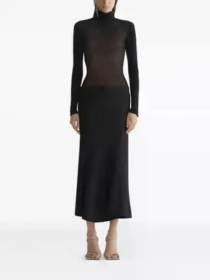 MUGLER High-neck Long-sleeve Dress With Back Slit