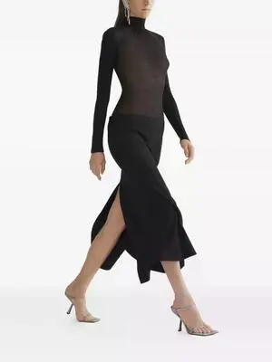 MUGLER High-neck Long-sleeve Dress With Back Slit