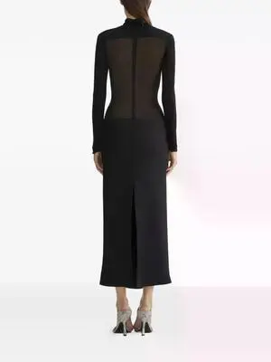MUGLER High-neck Long-sleeve Dress With Back Slit